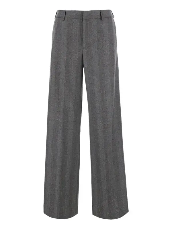PT TORINO Tailored Wide-leg Trousers With Belted Waist - Grey