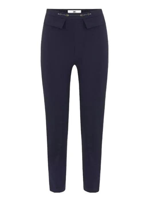 Elisabetta Franchi Double Layer Stretch Crepe Trousers - Midnight Blue