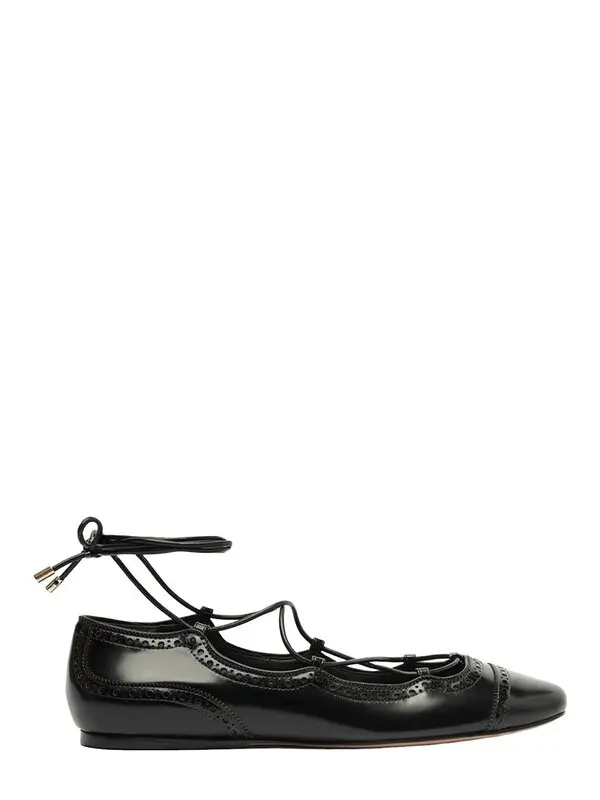 ALEXANDRE BIRMAN Lace Up Brogue Ballerinas - Black