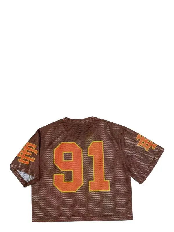 ERIC EMANUEL Mesh Number Print T-shirt - Brown