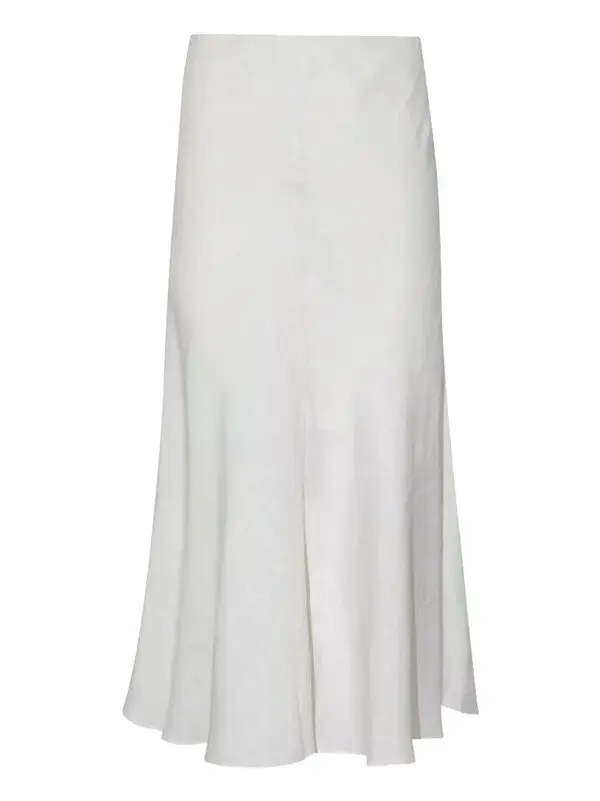 Brunello Cucinelli Linen Flare Midi Skirt - White