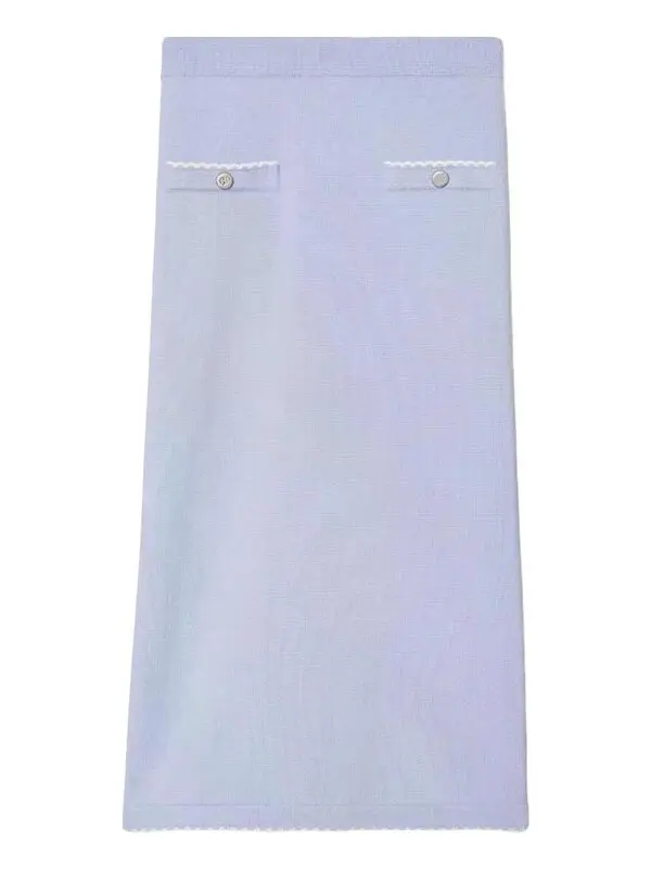 Tory Burch Wool Scalloped Trim Pencil Skirt - Blue