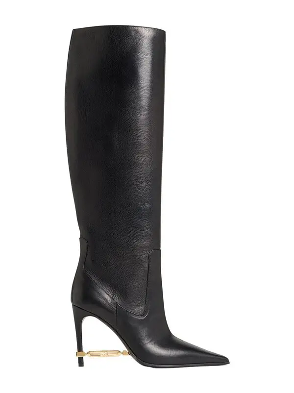 Dsquared2 Knee-high Stiletto Boots With Metal Bar Detail - Black