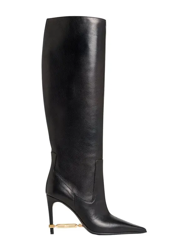 Dsquared2 Knee-high Stiletto Boots With Metal Bar Detail - Black