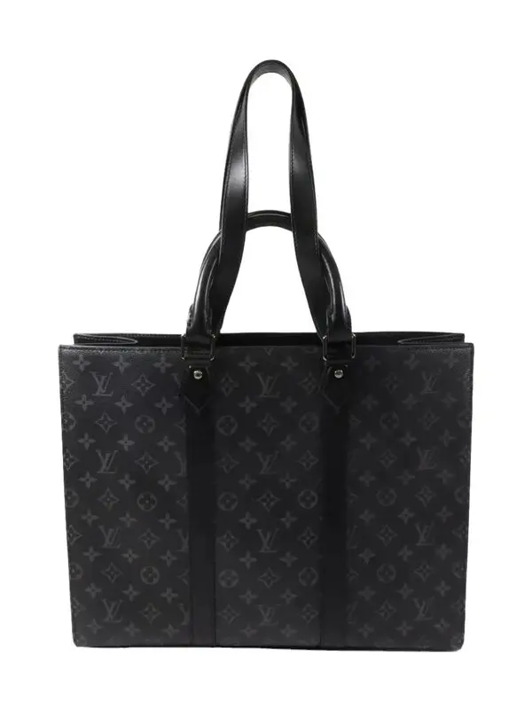 LOUIS VUITTON Monogram Eclipse Sac Plat 24h Tote Bag - Black