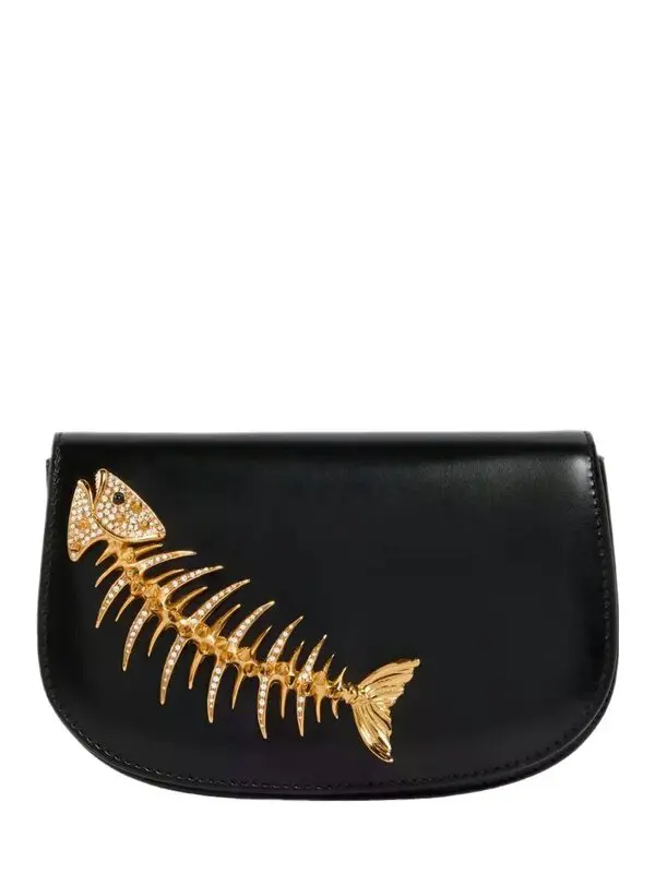 GIUSEPPE ZANOTTI Slim Bag With Embellished Accessory - Black