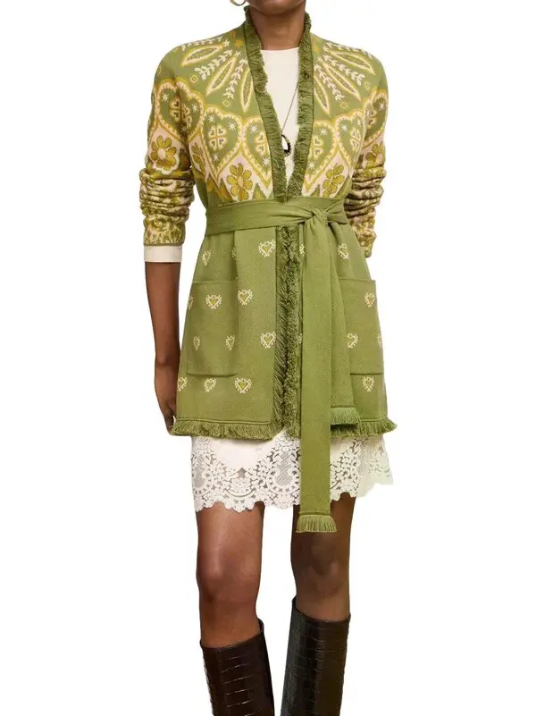 HAYLEY MENZIES Dalton Fringe-trim Cardigan - Green