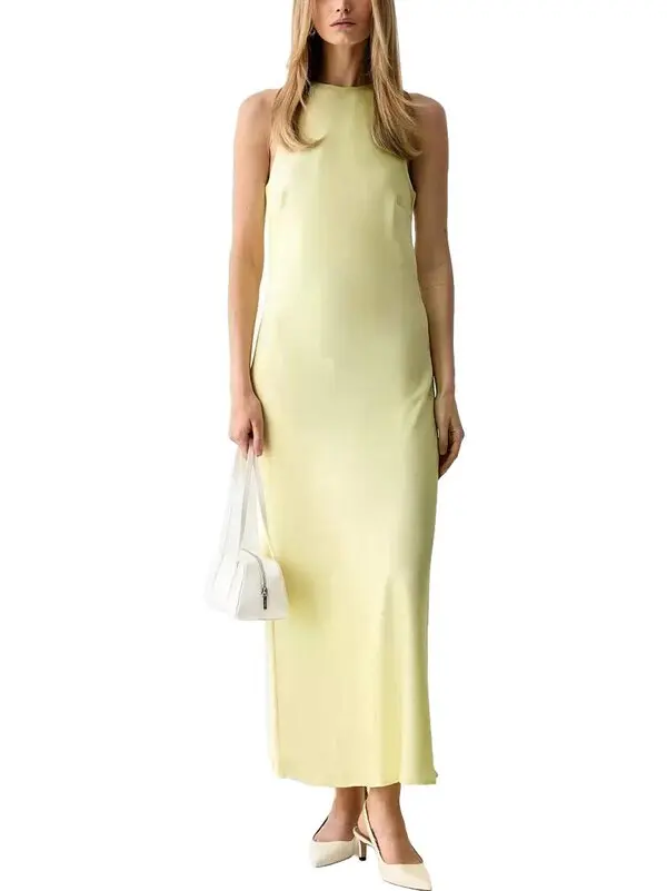 GESTUZ Sleeveless Satin Maxi Dress - Yellow