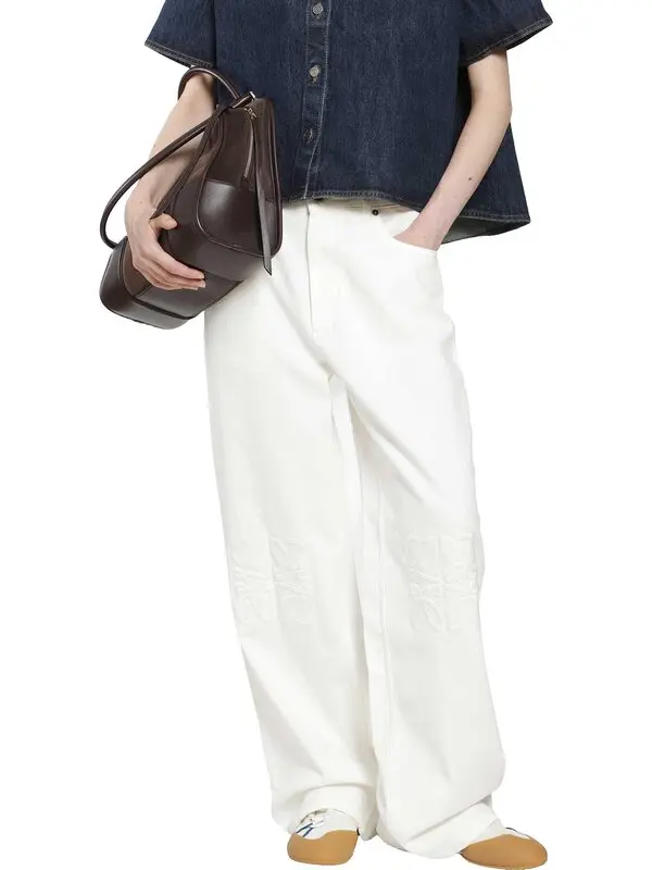 Loewe Anagram Embroidered Relaxed Fit Jeans - White