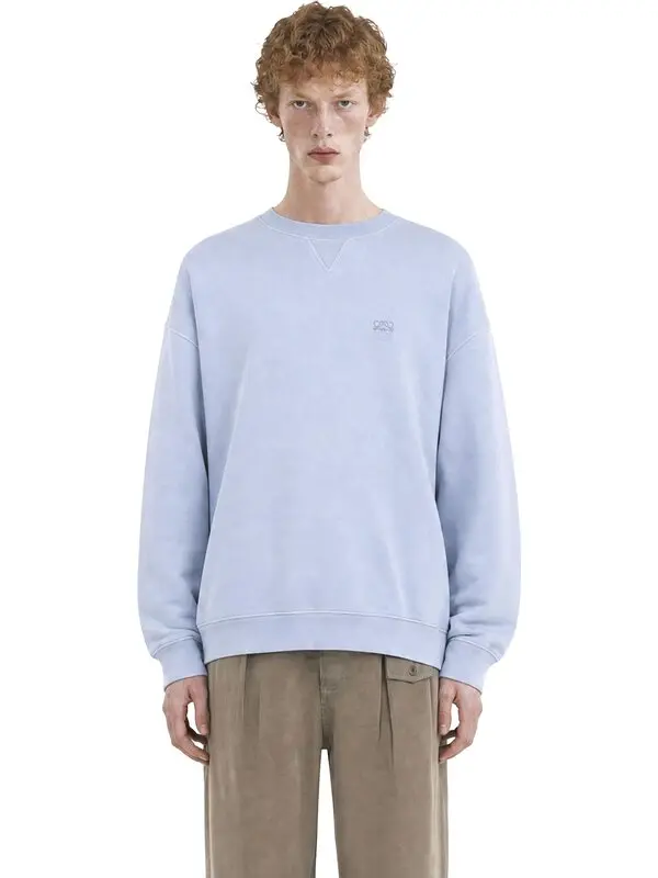 Loewe Cotton Sweatshirt With Anagram Embroidery - Blue