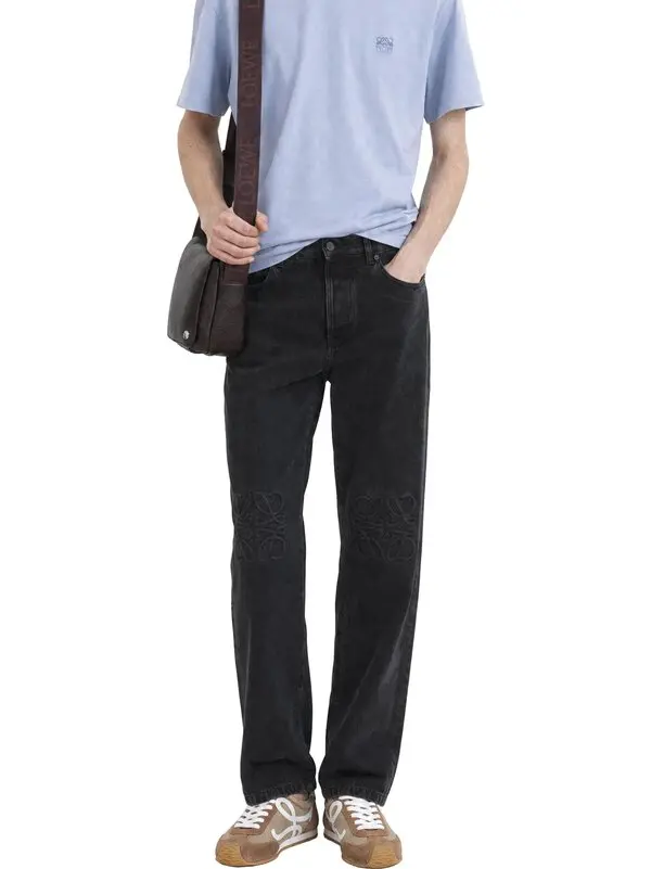 Loewe Anagram Embroidered Baggy Jeans - Black