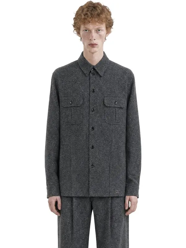 Valentino Garavani Boutonné Wool Overshirt - Grey