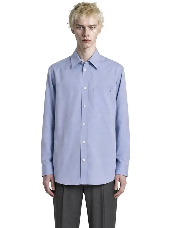 Valentino Garavani Vgold Oxford Cotton Shirt - Blue