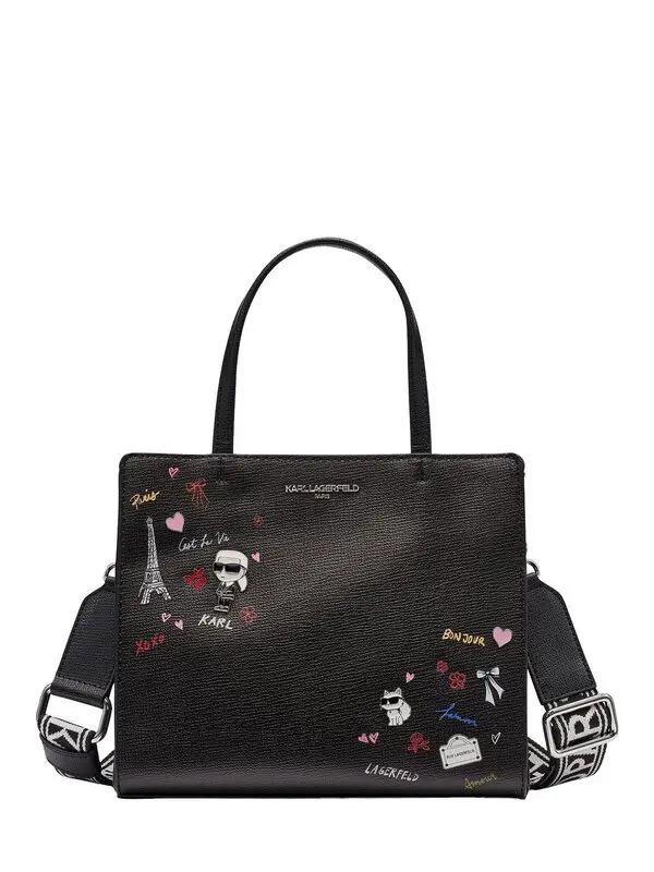 Karl Lagerfeld Paris Maybelle Satchel With Embellishments - Black Multi