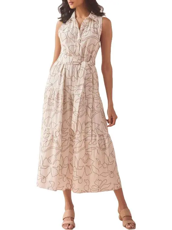 Omika Emeline Cotton Maxi Dress With Detachable Sash - Uma Coconut
