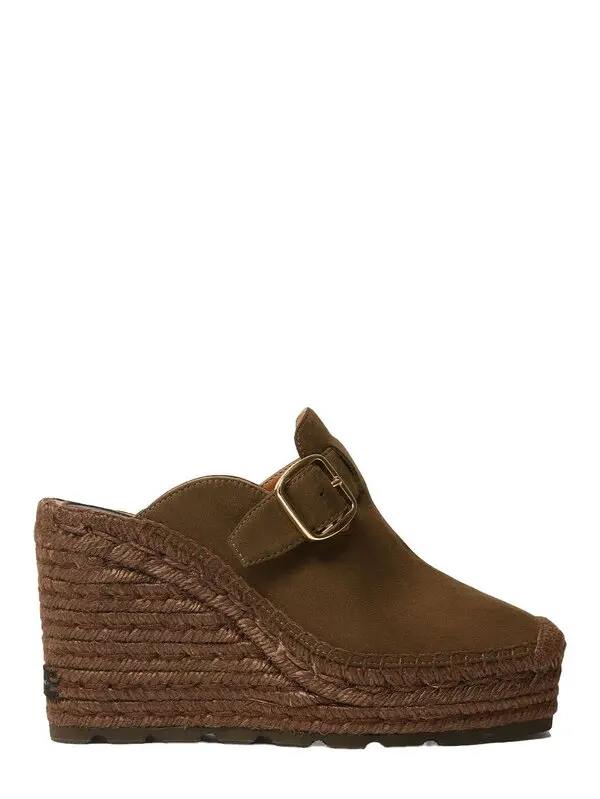 Stella McCartney Buckled Raffia Wedge Espadrille Clogs - Brown