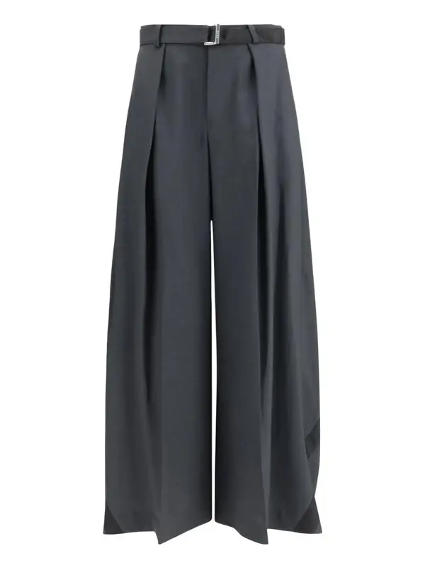 Sacai Pleated Wide-leg Tailored Trousers - Grey