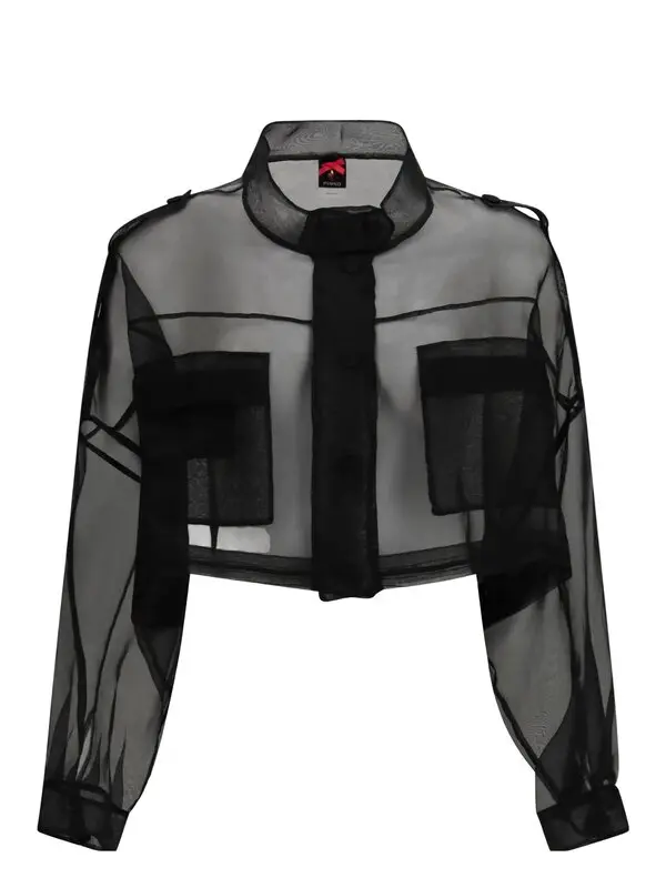 Pinko Cropped Organza Pea Coat - Black