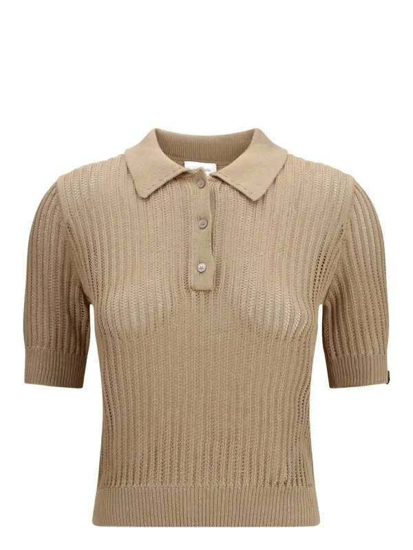 Jacob Cohen Openwork Knit Polo Top - Nude