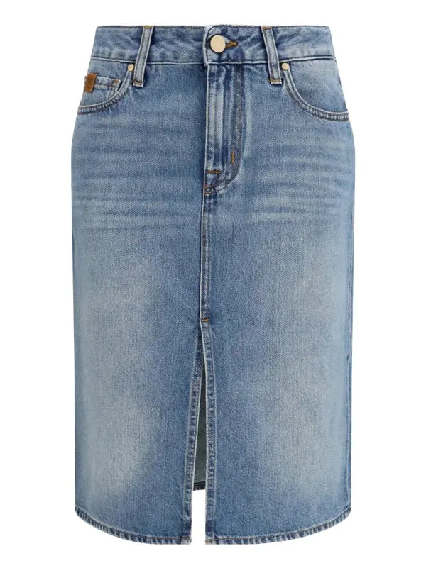Jacob Cohen Front Slit Denim Midi Skirt - Blue