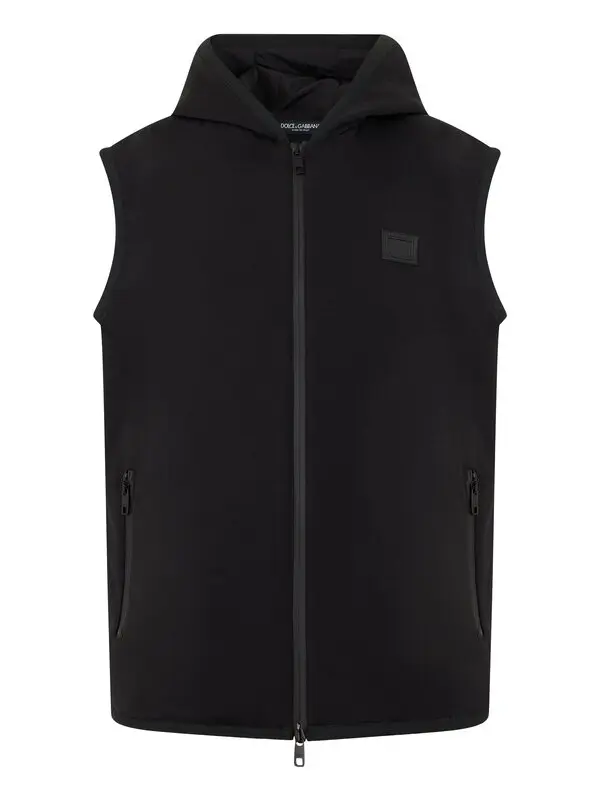 Dolce & Gabbana Sleeveless Hooded Zip-front Vest - Black