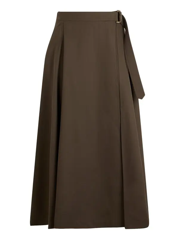 Burberry Long Wool Gabardine Skirt - Brown