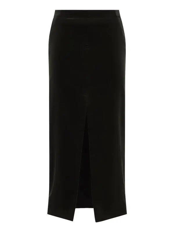 JIL SANDER Mid-waist Cotton Blend Midi Skirt With Slit - Green