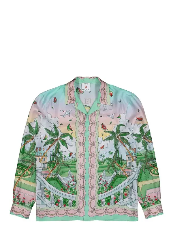 Casablanca Cuban Collar Long Sleeve Shirt - Stnladuree