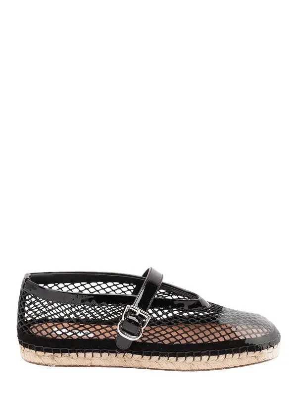 Alaïa Fishnet Espadrille Mary Jane Flats - Noir