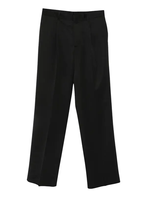 LARDINI Virgin Wool Trousers With Viscose Trim - Black