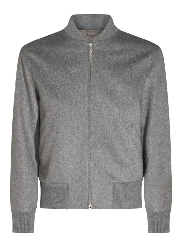 LARDINI Virgin Wool Bomber Jacket - Grey