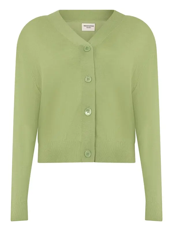 Max Mara Cropped Cardigan With Button Closure - Green