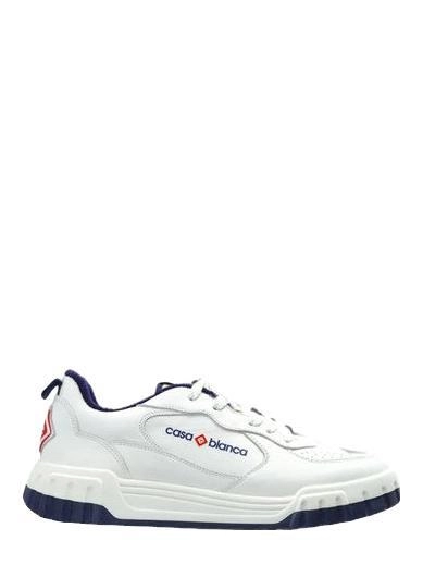 Casablanca Leather Logo Patch Low Top Sneakers - Whitenavy