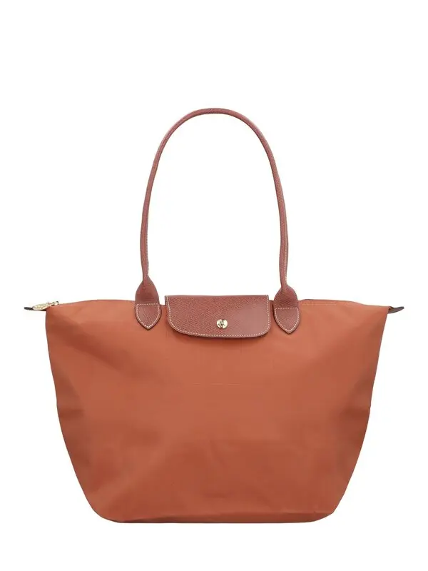 Longchamp Foldable Nylon Tote Handbag - Cognac