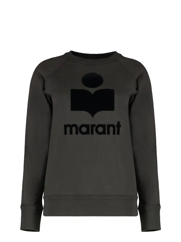 MARANT ETOILE Velvet-effect Logo Sweatshirt - Black
