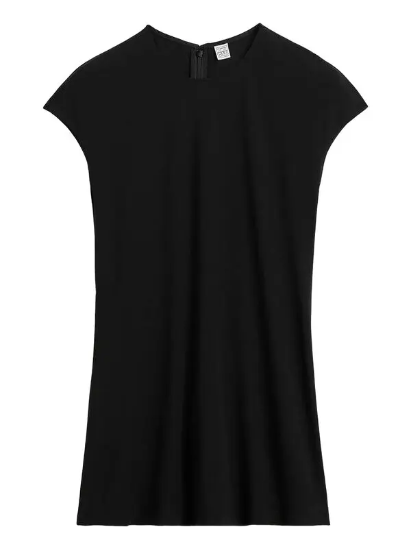 TOTEME Viscose Cap-sleeved Crew Neck Top With Back Zip - Black