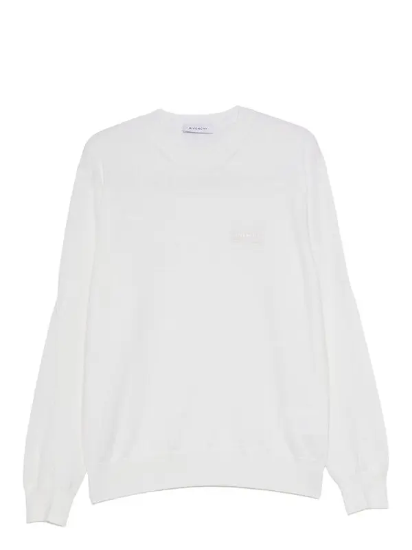 Givenchy Crew Neck Sweater With Cuff Button Tabs - Ivory