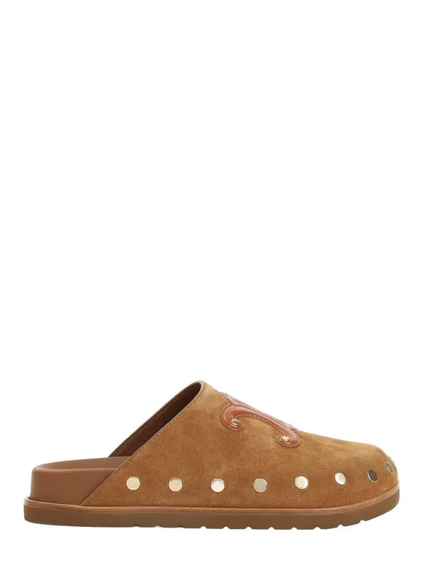 Celine Triomphe Wedge Mules - Brown