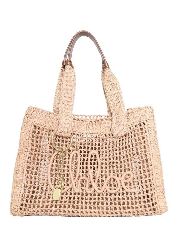 Chloé Raffia Tote With Logo Detail - Summerbeig