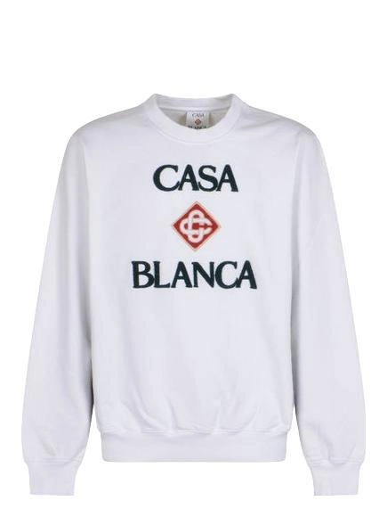 Casablanca Logo-patch Crew Neck Sweater - Whitegreen