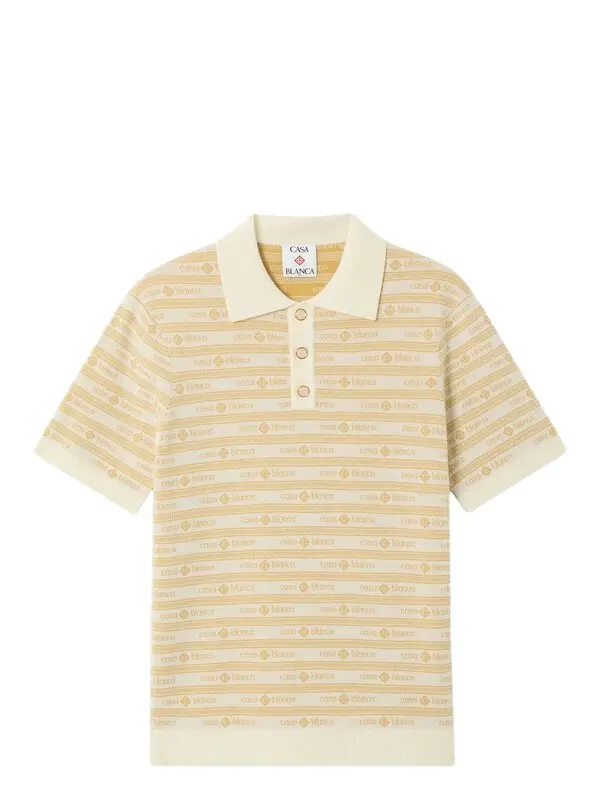 Casablanca Logo-print Wool Polo Shirt - Beige