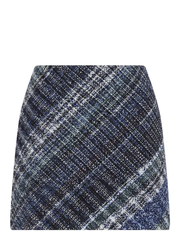 Missoni Checked Wool Blend Mini Skirt - Blue