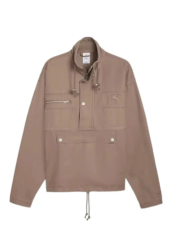 PUMA Track Jacket With Stand Collar And Drawstring Hem - Pinebark
