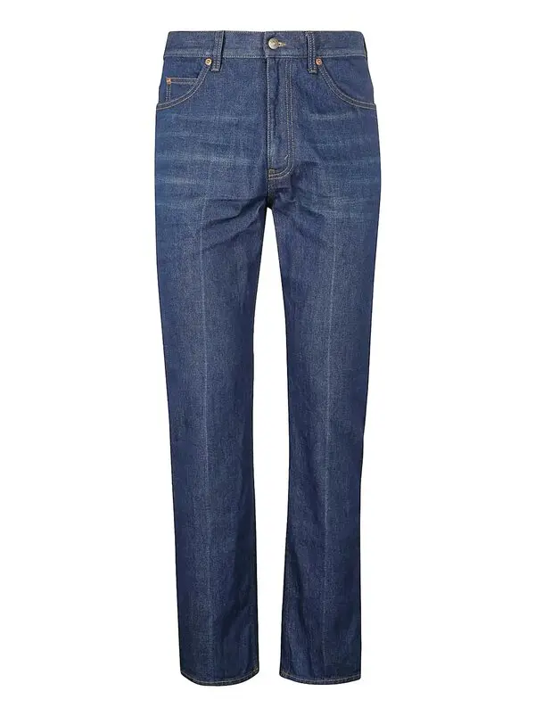 Gucci Tailored Straight Leg Denim Trousers - Dark Blue