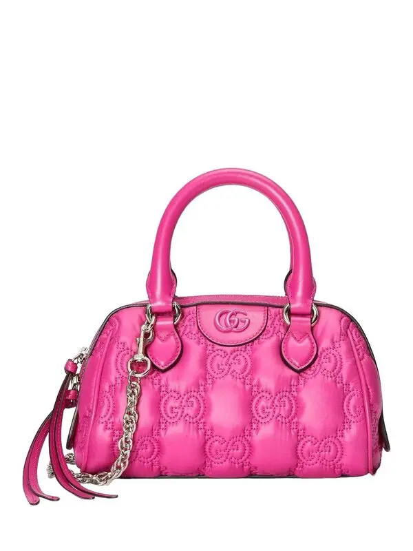 Gucci Quilted Gg Monogram Top Handle Bag With Chain Strap - Lovely