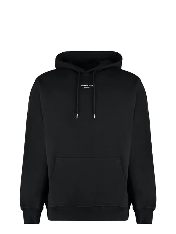 Drole De Monsieur Classic Hooded Sweatshirt With Slogan Detail - Black
