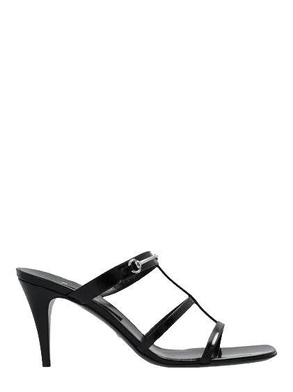 Gucci Leather Horsebit Stiletto Heeled Sandals - Black