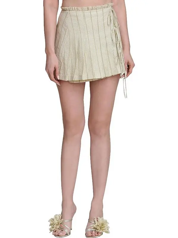 Avec Les Filles Gingham Pleated Wrap Skort - Avocado Gingham