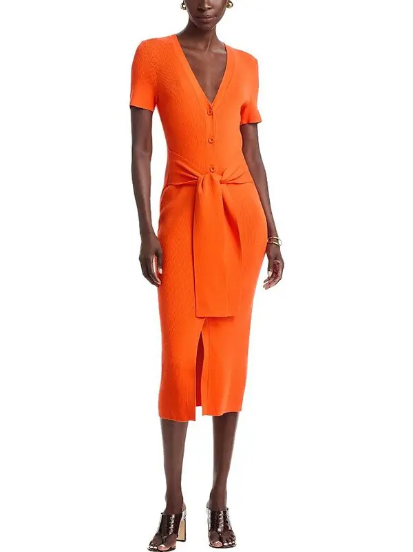 TOCCIN Agnes Knit Button-front Midi Dress - Flame
