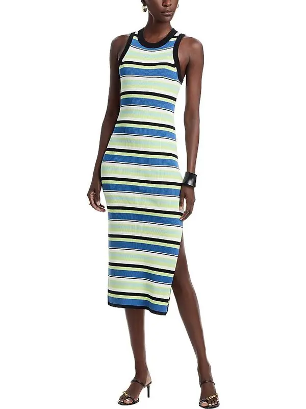 TOCCIN Piper Tie Waist Midi Dress - Ocean/keylime Multi
